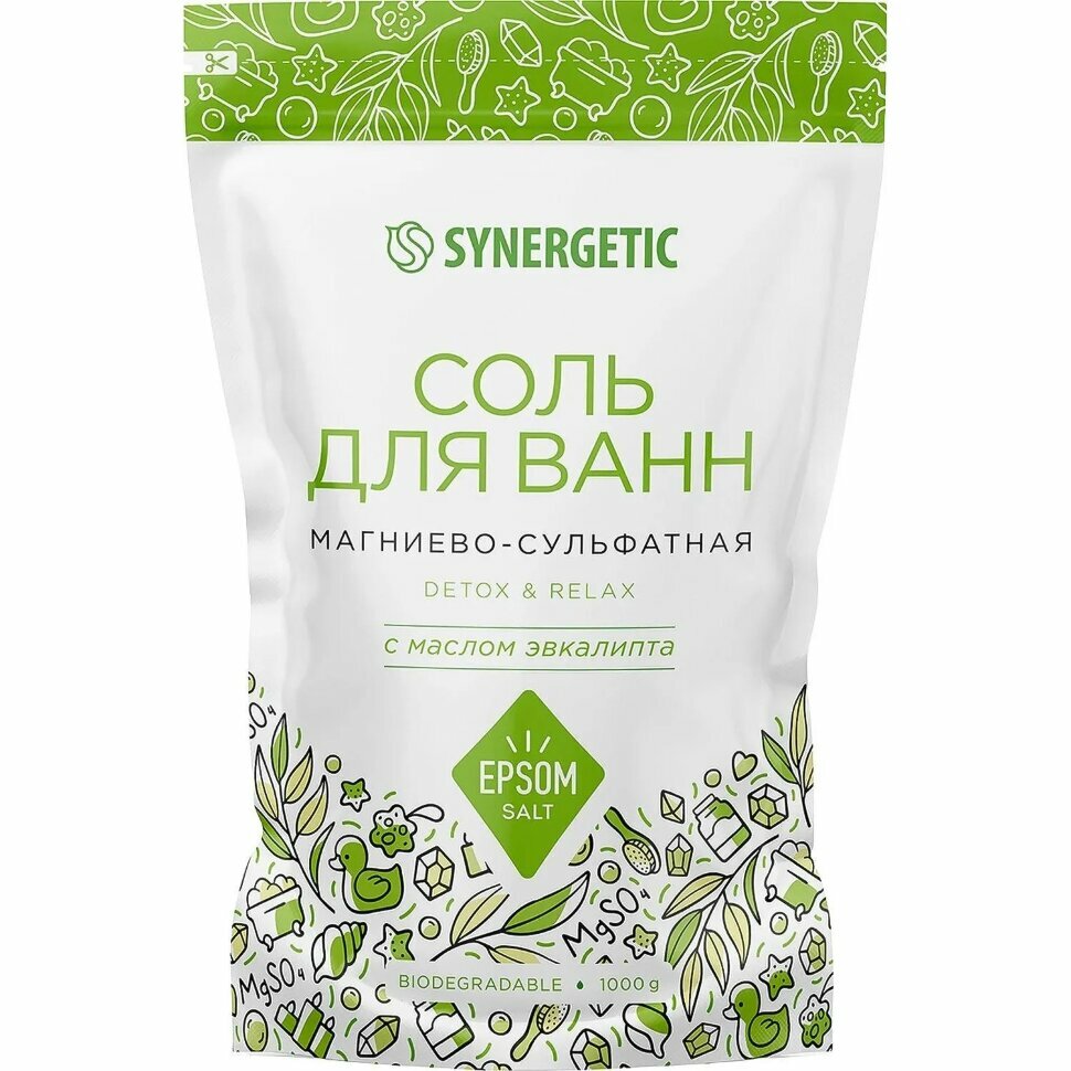 Соль для ванн магниево-сульфатная с маслом эвкалипта, 1000 гр, 1797589