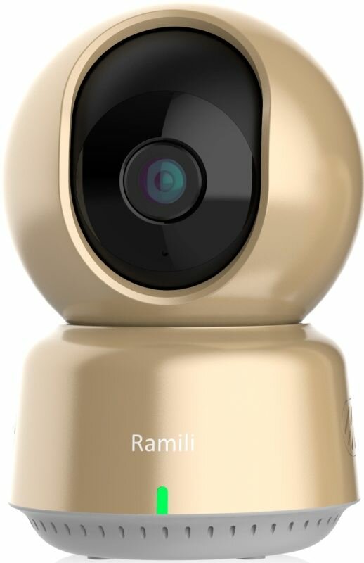 Видеоняня Ramili RV1600C, поворотная, Wi-Fi, Full HD, радиус действия 400 м, золотистый