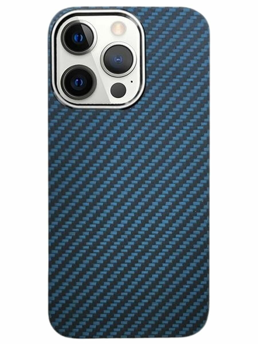 Чехол на iPhone 13 PRO MAX, кевлар (арамид) сверхпрочный, темно-синий