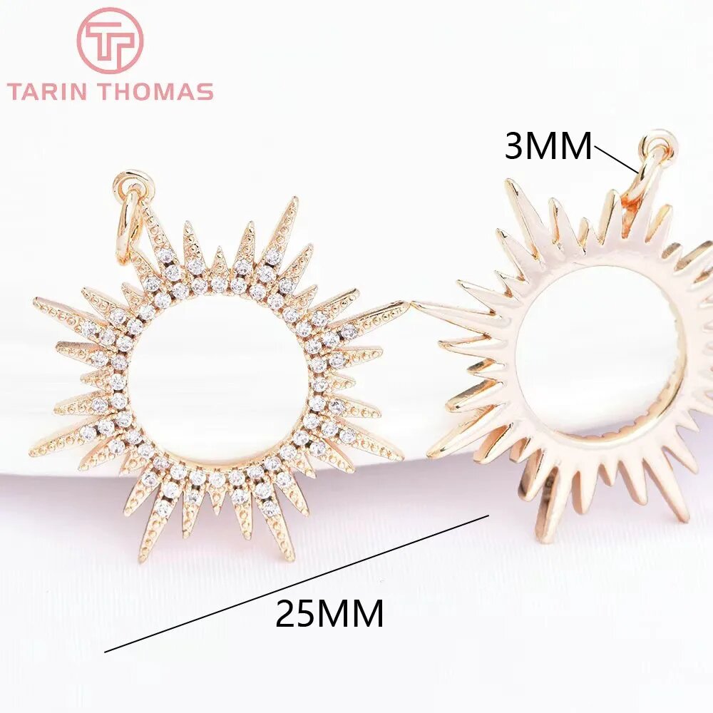 Подвески солнце TARIN THOMAS, 25 мм, 3 мм, цвет 6962-24K Gold