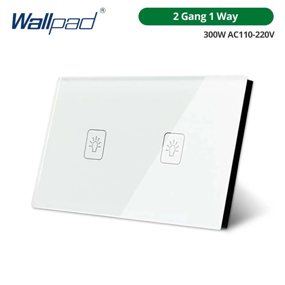 Wallpad сенсорный выключатель 2 Gang 1 Way White
