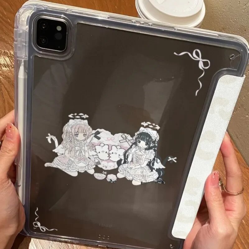 Чехол для iPad с аниме-девушкой, черный — фото 1