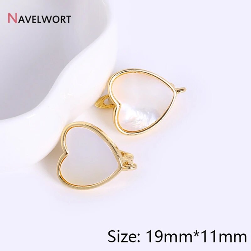 Крючки для сережек NAVELWORT позолоченные латунные с перламутром Желтый, 18K gold plated
