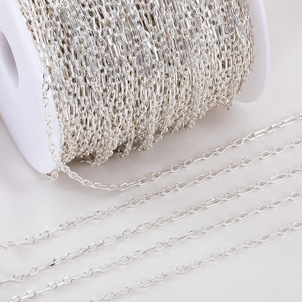Цепочка белая, silver color, 0,5 м / 1 м