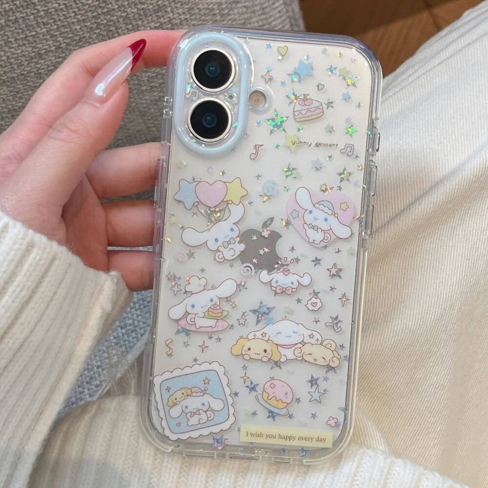 Чехол для iPhone 16 с Cinnamoroll и блестками