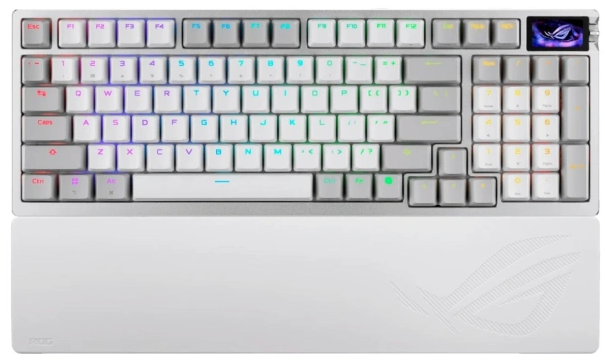 90MP040H-BKRA10 Клавиатура ASUS M901 ROG AZOTH 96 HE, Wired, 2.4GHz RF, Bluetooth 5.1, 96%, ABS, RGB Lighting, White