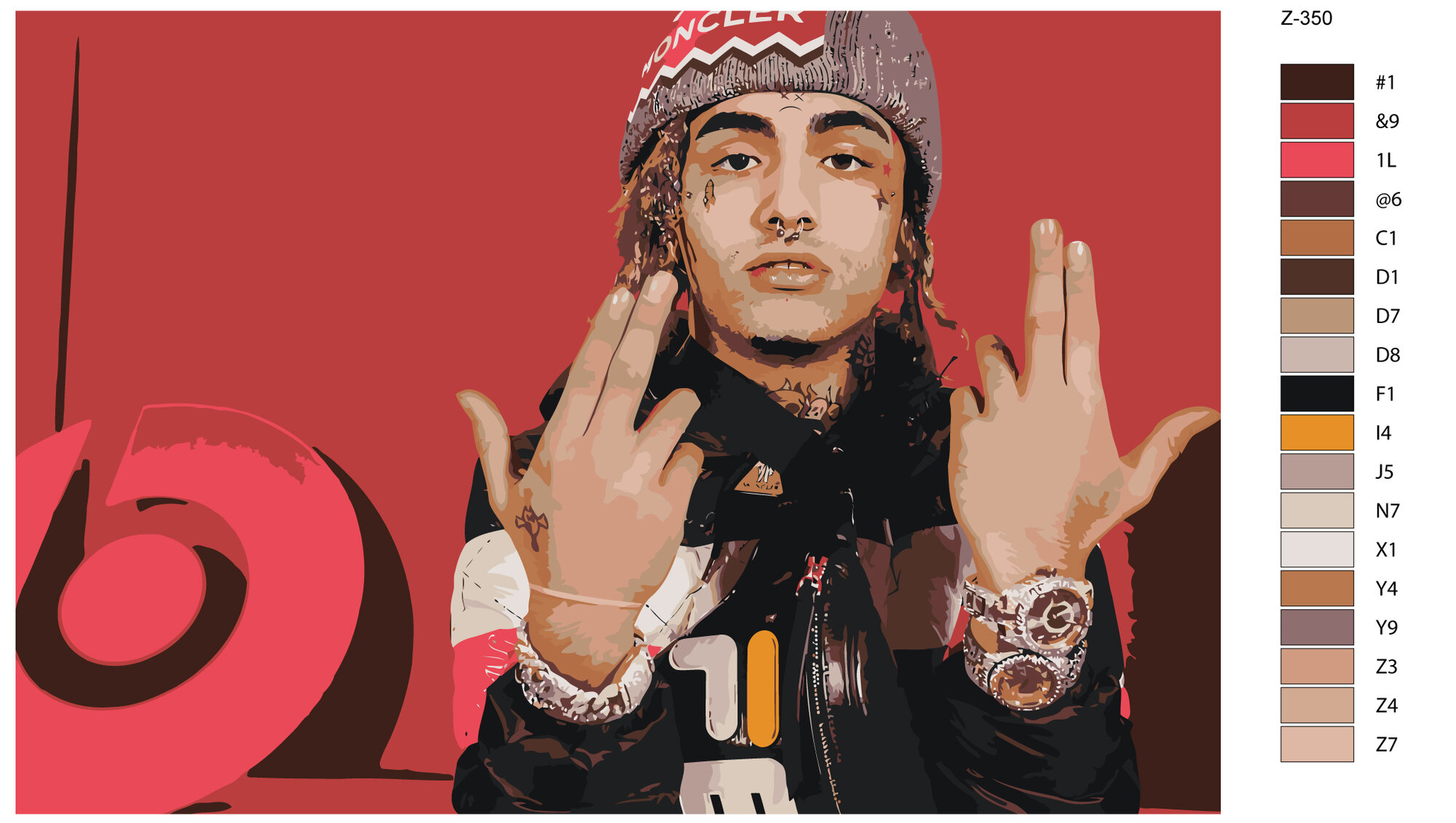 Картина по номерам Z350 "Lil Pump" 80x120