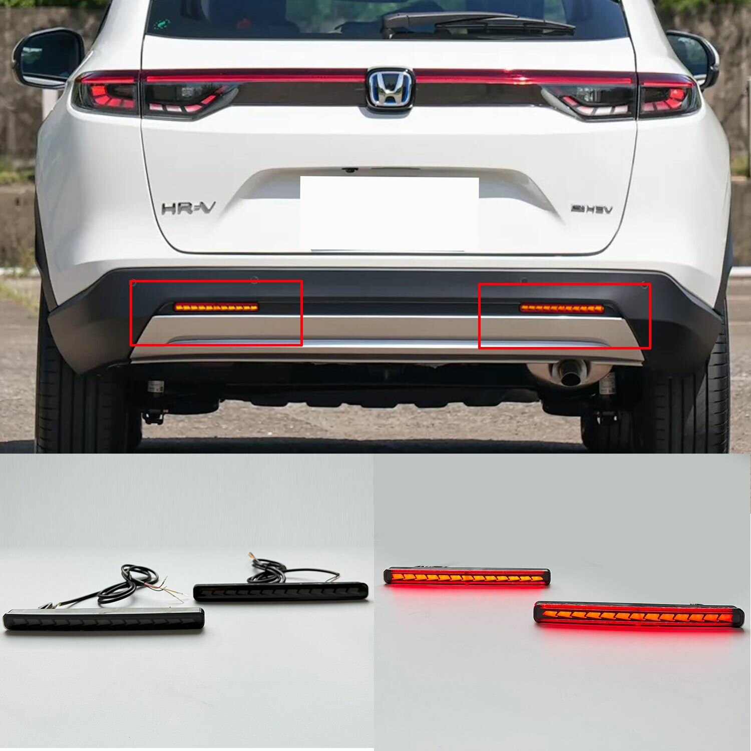 Комплект LED-подсветки заднего бампера для Honda HR-V 2022 Задние фары противотуманный фонарь(Чёрный)