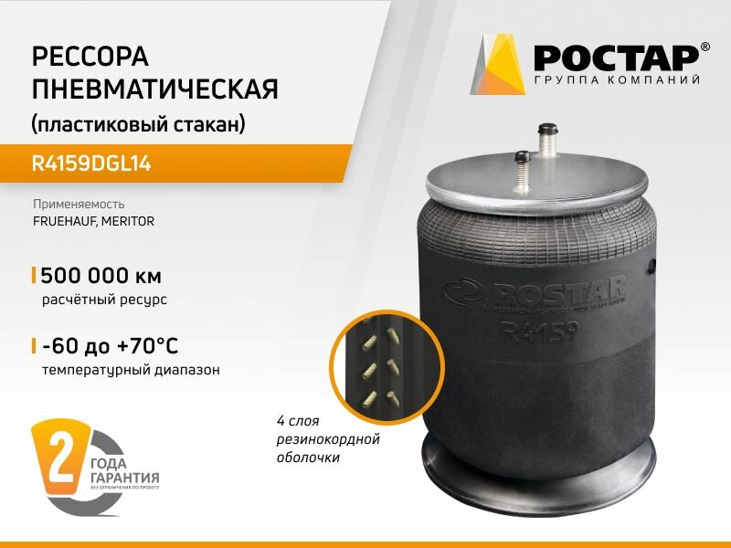 Рессора пневматическая (пластиковый стакан) R4159DGL14 (4159NP14)