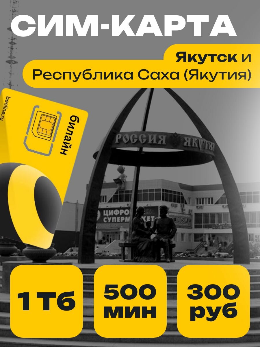 Сим-карта Билайн тариф Эксклюзивный Республика Саха (Якутия) 1000 Гб + 500 минут за 300 руб.