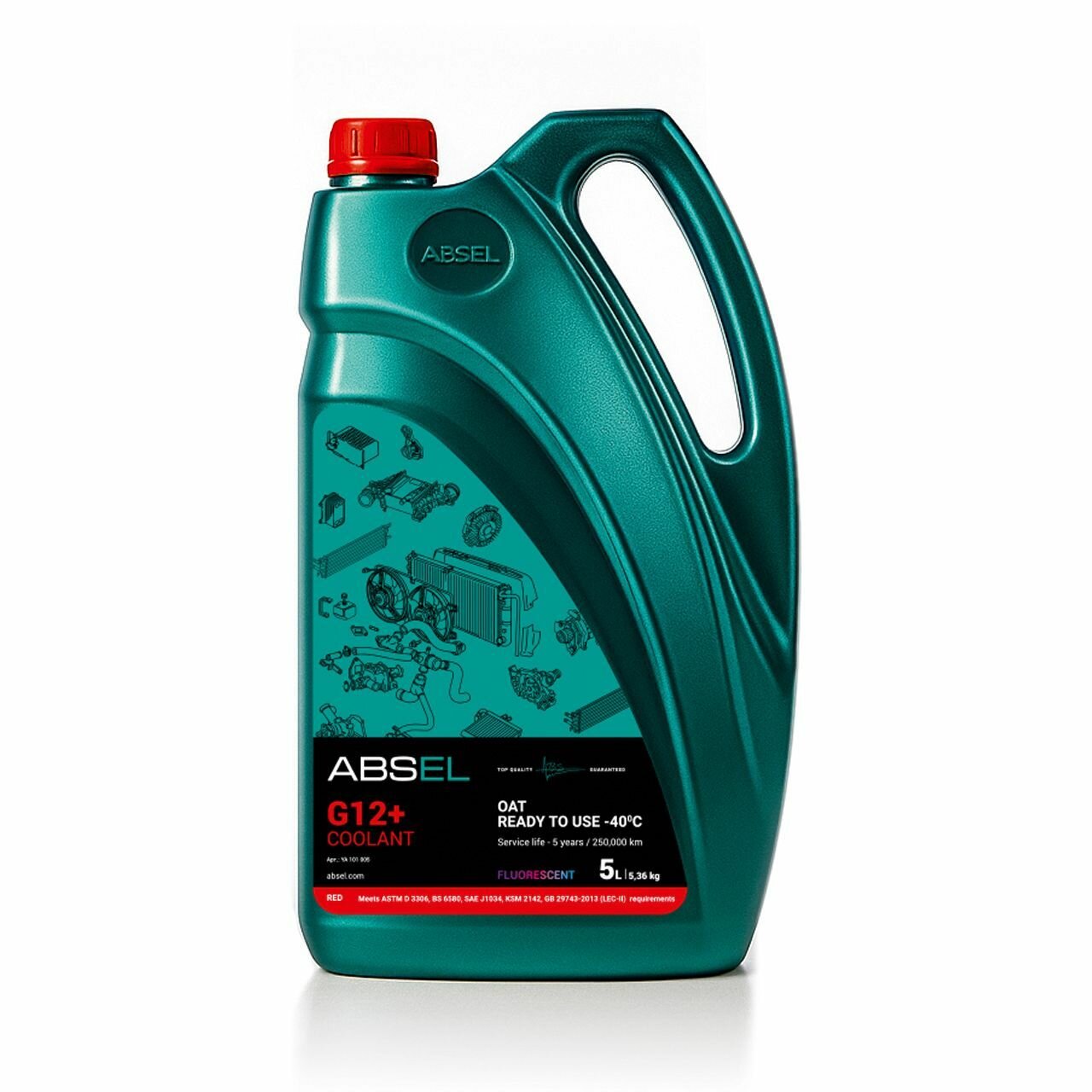 Антифриз ABSEL G12+ RED COOLANT OAT -40 5 л
