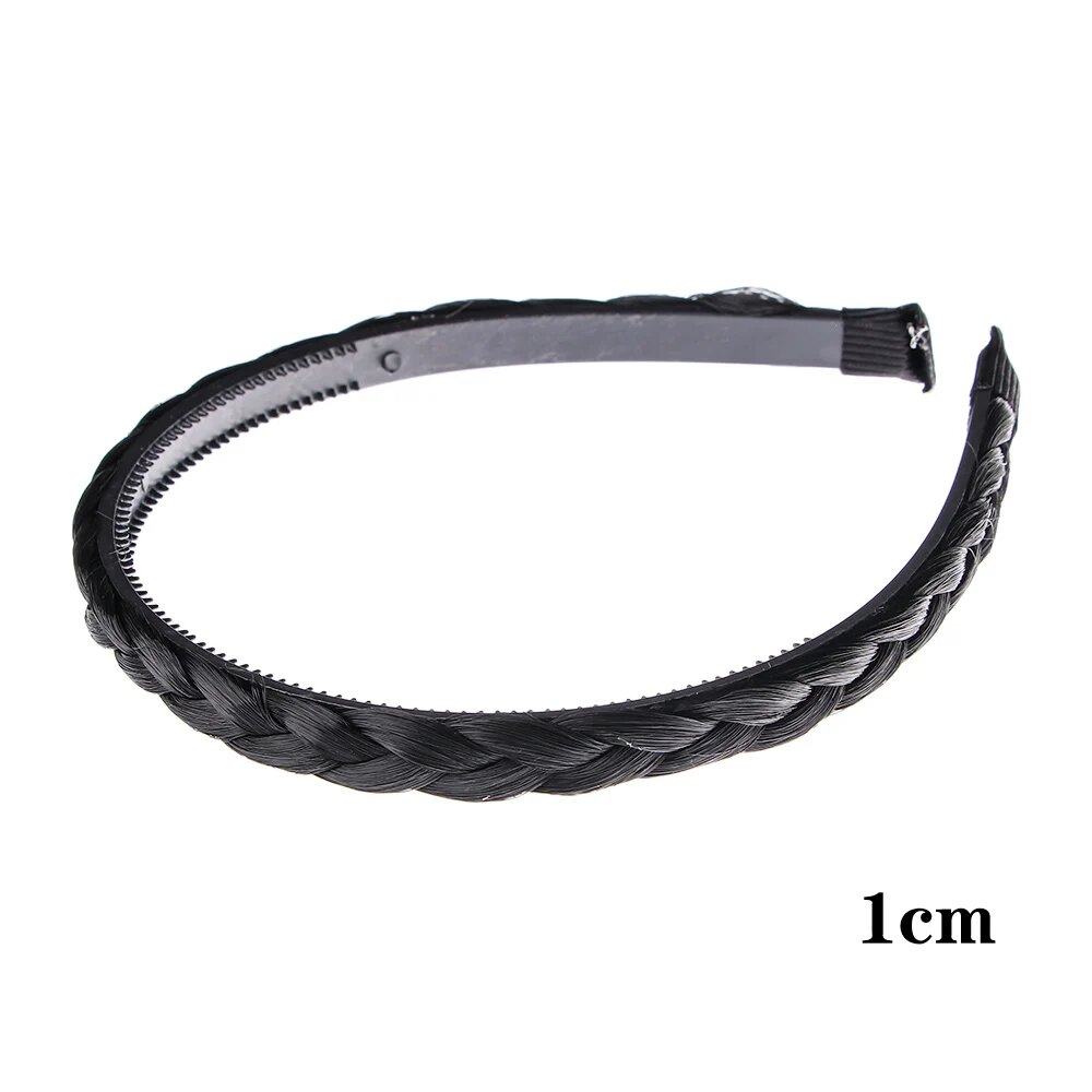 Синтетический ободок с косичкой Черный, black-C