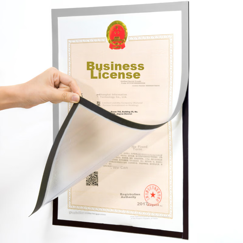 Polar Bear A3 Magnetic Display Holder, Business License Copy Protective Sleeve File Frame, Bulletin Board Notice Sticker, Office Supplies Magnetic Sticker, Silver, 5-Pack, 9111S5