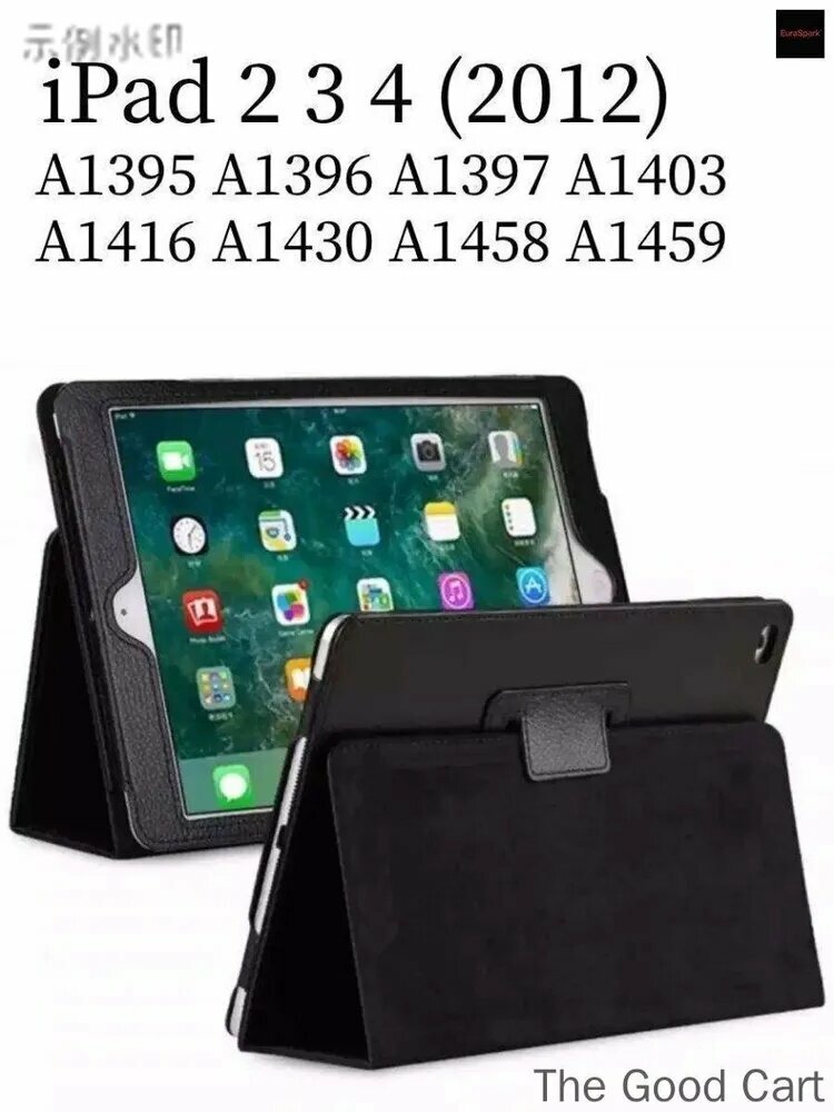 Чехол для iPad 2 3 4 (2012) 9.7' A1395 A1396 A1397 A1403 A1416 A1430 A1458 A1459 A1460 чехол-книжка с Вращающаяся подставка, черный