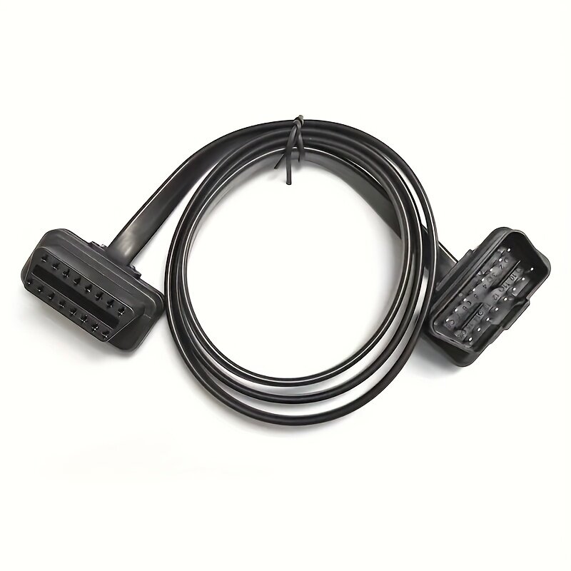 Плоский удлинительный кабель OBD2 1 метр (39,37 дюйма) черный для диагностики двигателя ECU