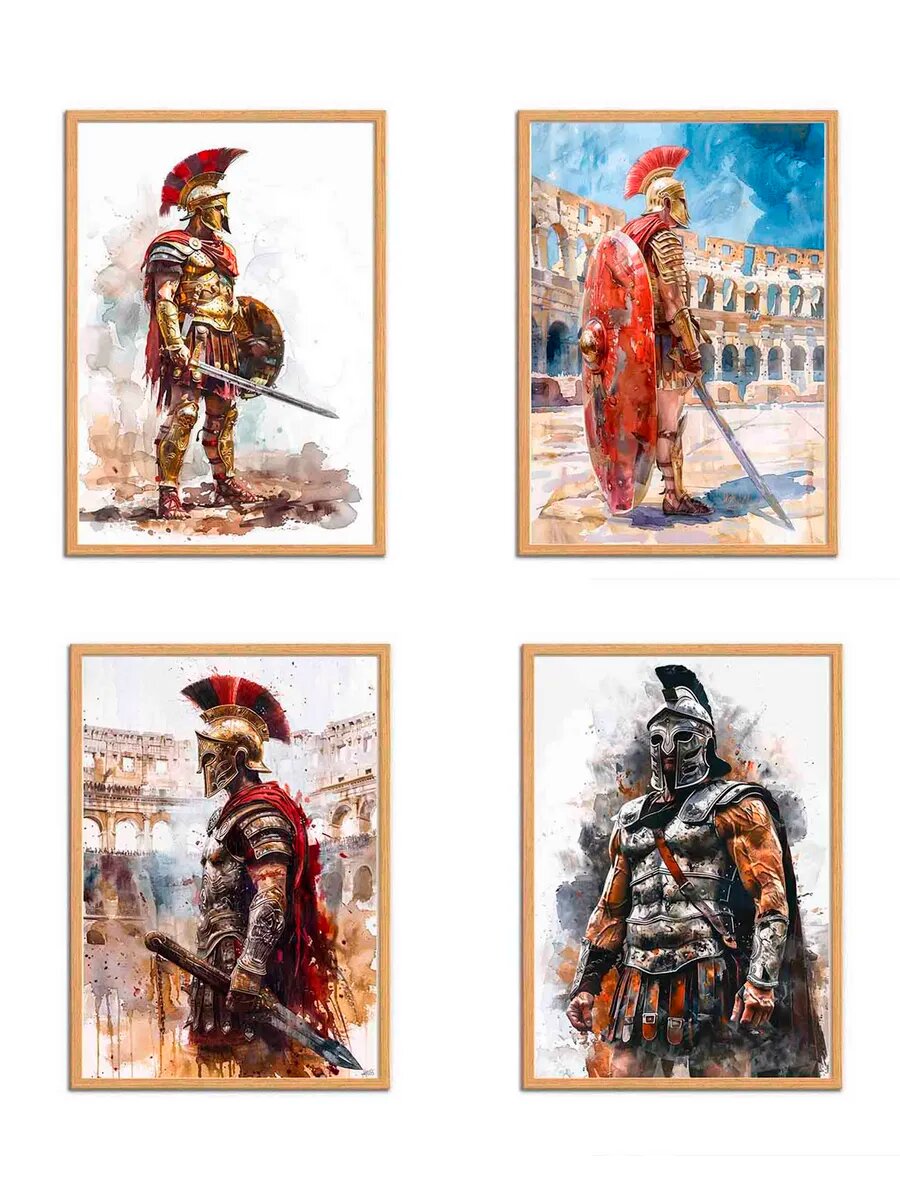 Птица малиновка Гладиатор, 4 Плаката, 30x21см