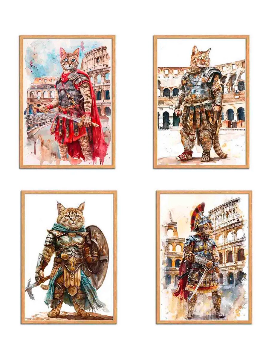 Бирманская кошка G Гладиатор, 4 Плаката, 30x21см