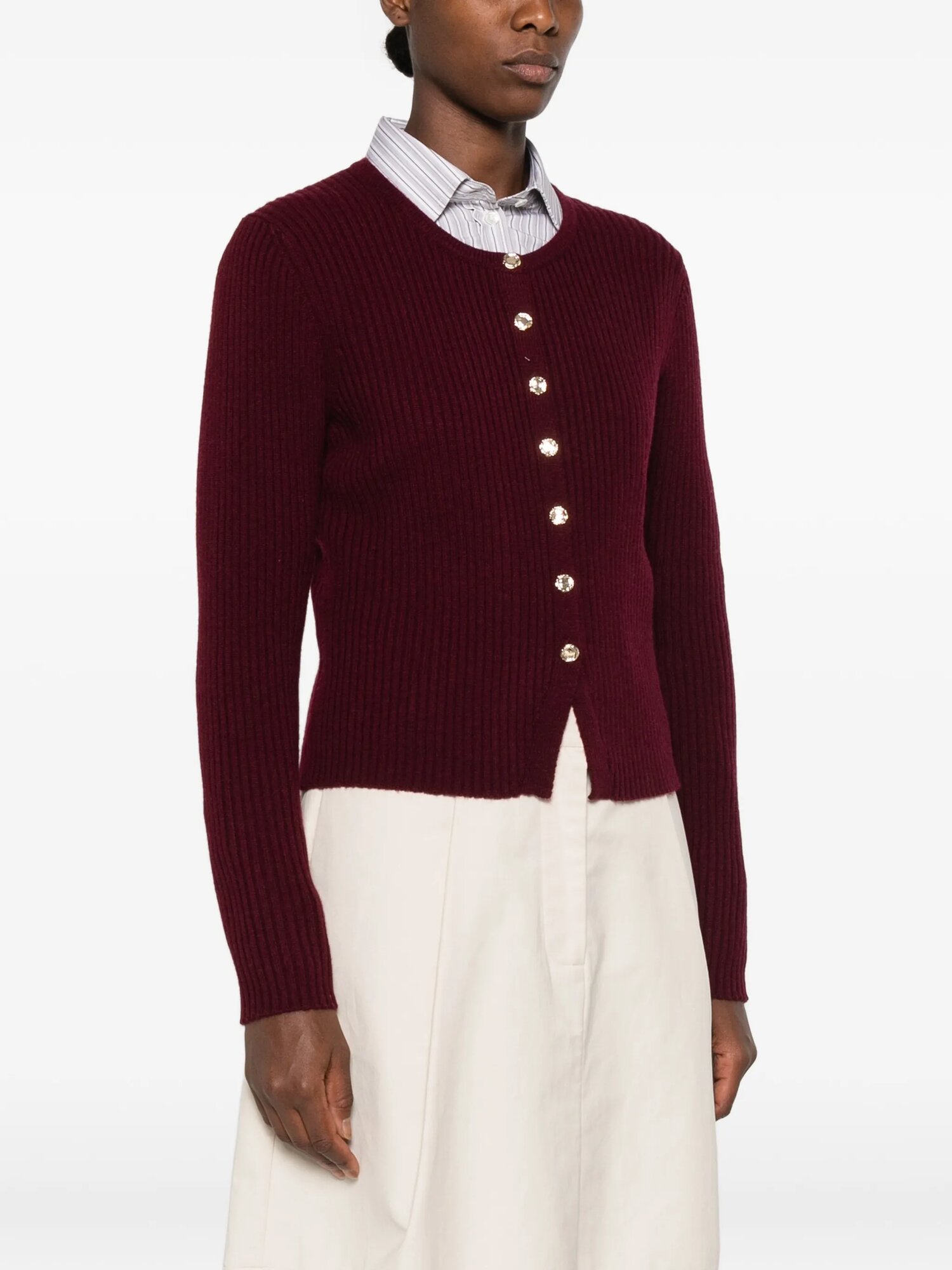 Кардиган Allude Ribbed-knit button-up cardigan, размер 36-38, Rouge Red — фото 1