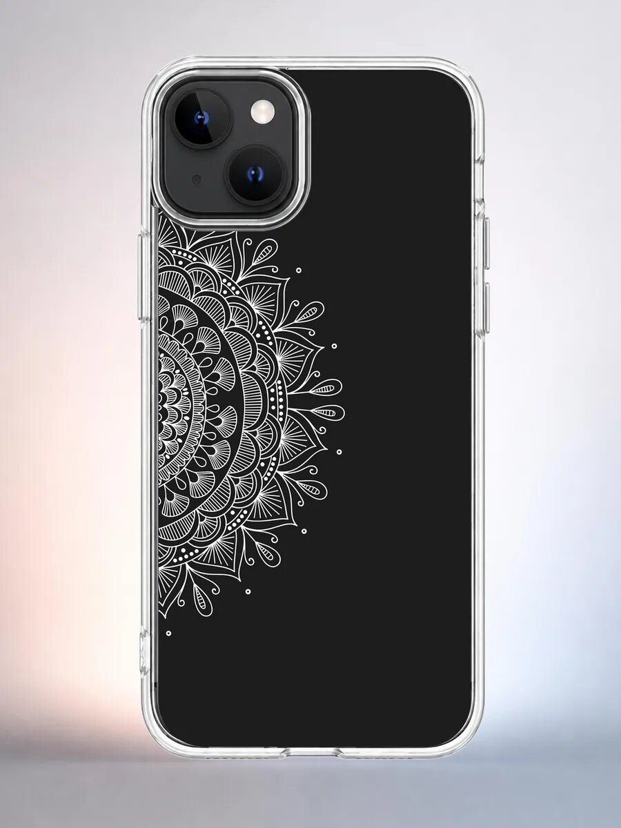 Чехол iPhone 13 мандала силиконовый прозрачный