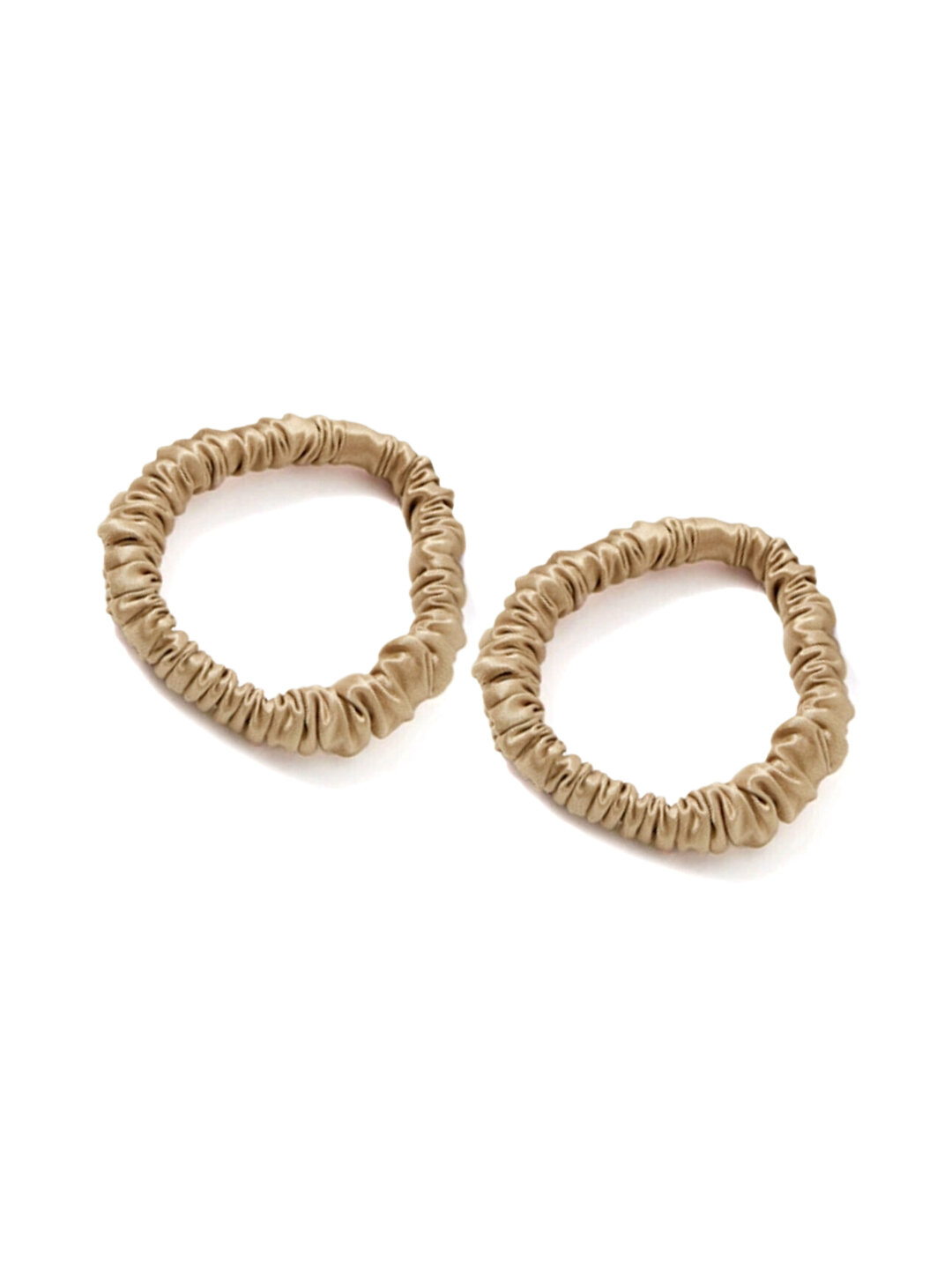 Шелковые резинки для волос Ayris Silk, элитный 100% натуральный шелк, цвет классический бежевый (Узкие, 2 шт)