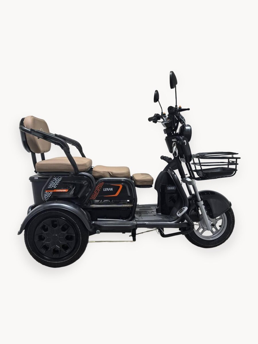 Трехколесный электроскутер (трицикл) 3-ех местный 1000w 48v 25Ah черный