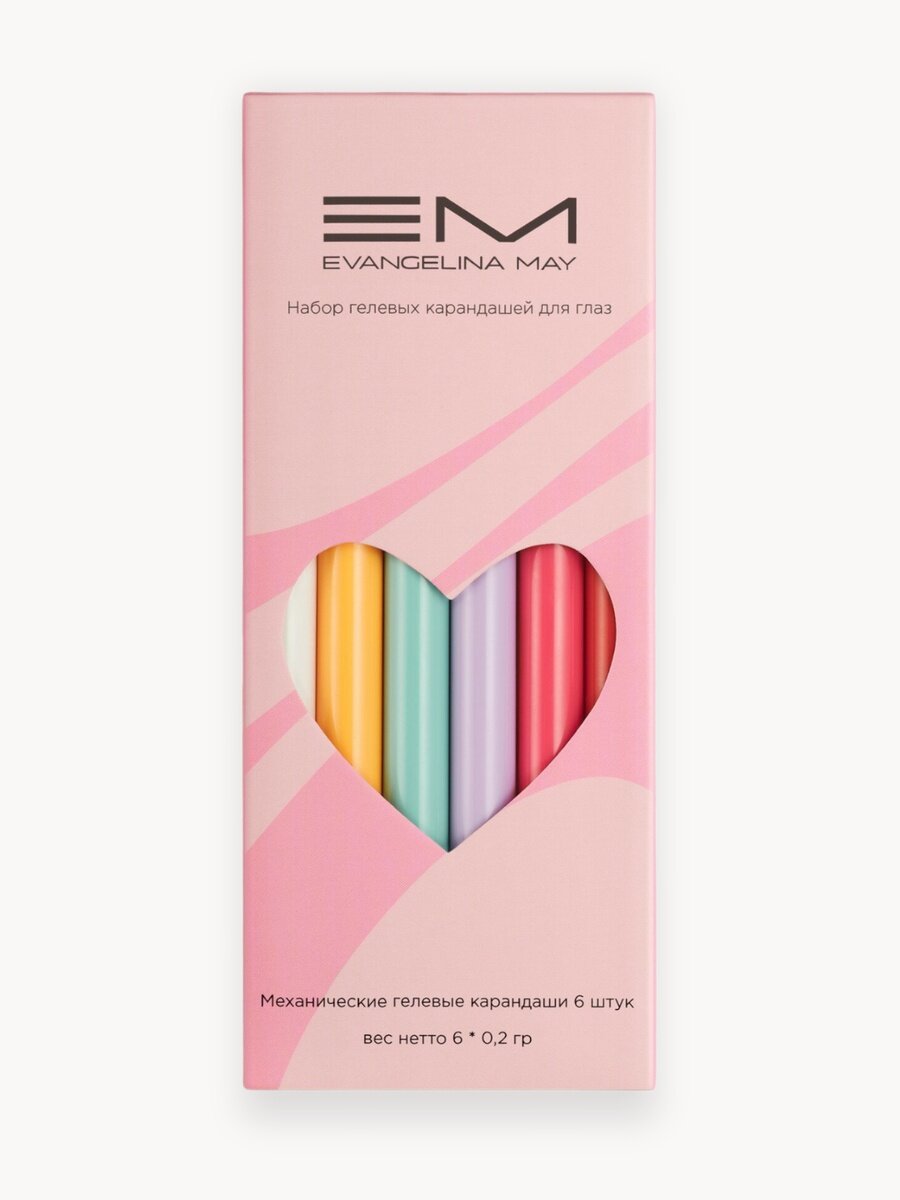 Набор карандашей Evangelina May для глаз, гелевая текстура, 6шт