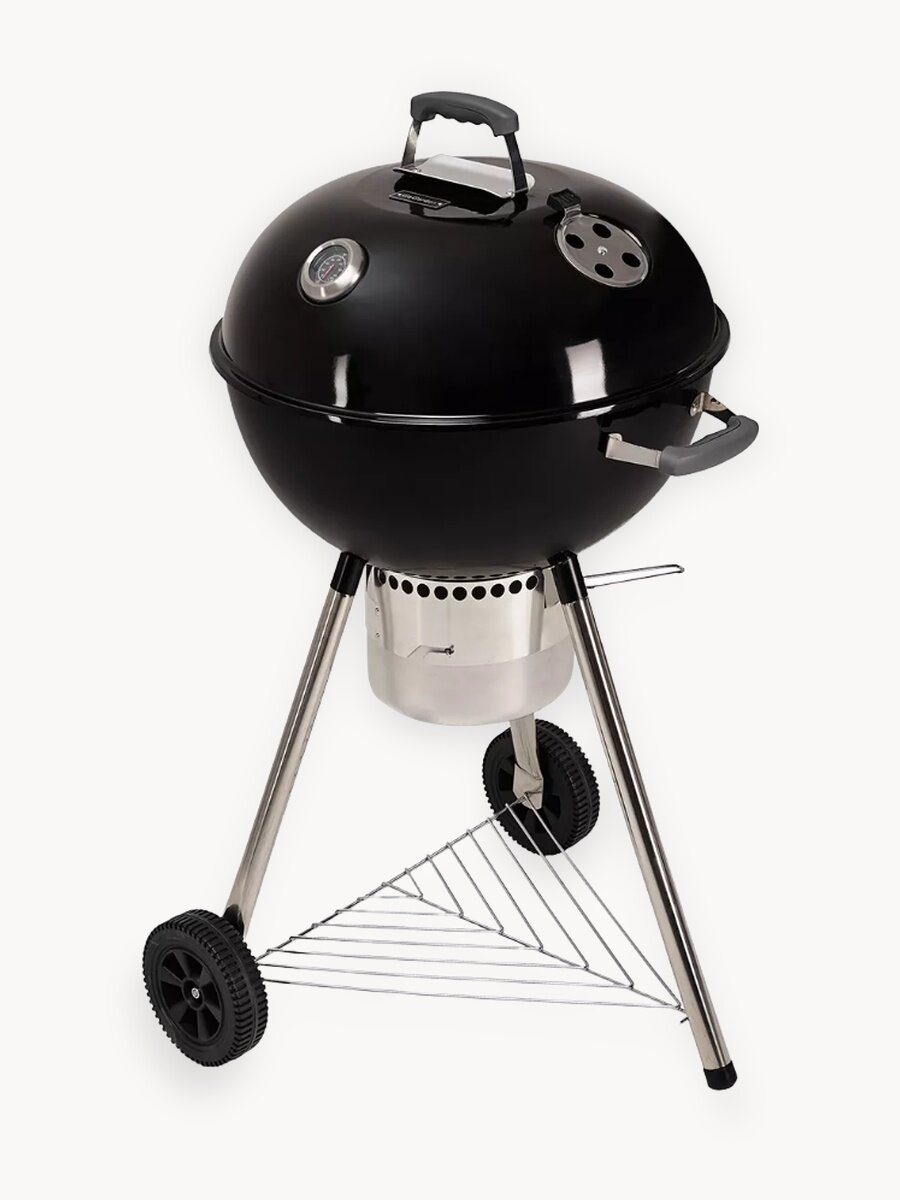 Круглый угольный гриль барбекю GoGarden Premium 56 с термометром, черный