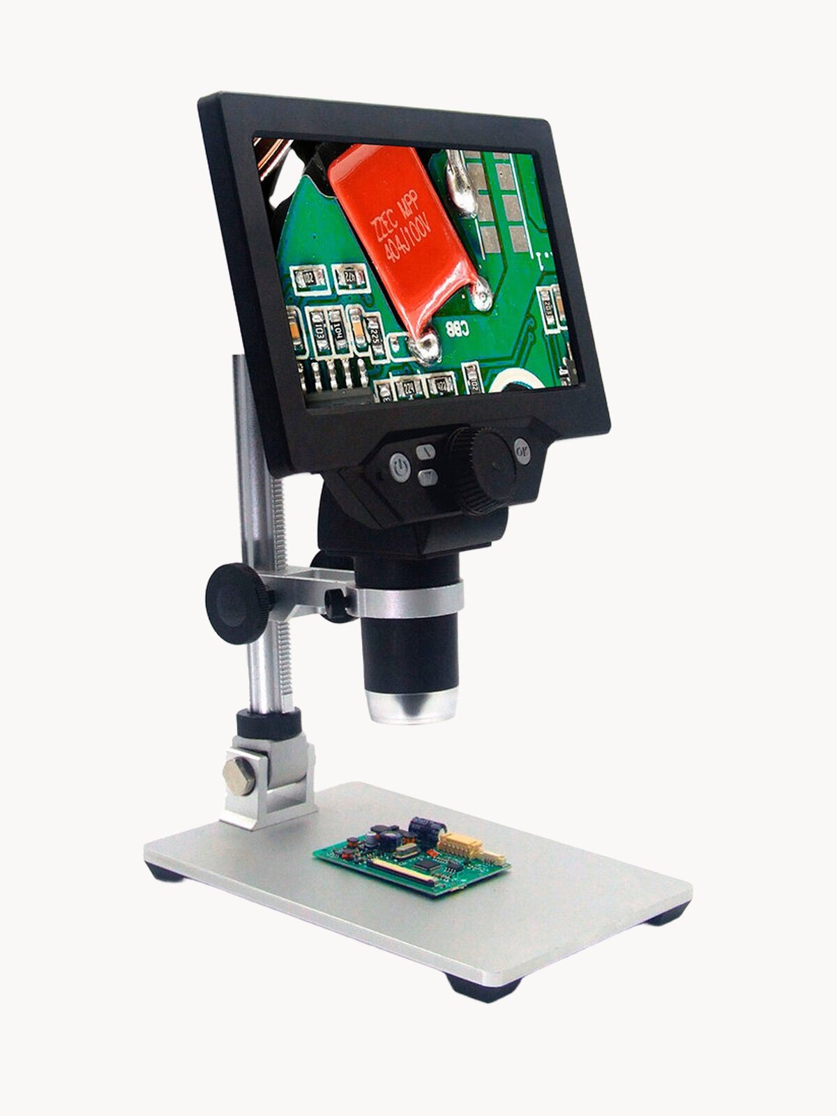 Электронный микроскоп с экраном 7-дюймов / Цифровой микроскоп для пайки микросхем 1200x с аккумулятором, подсветка LED