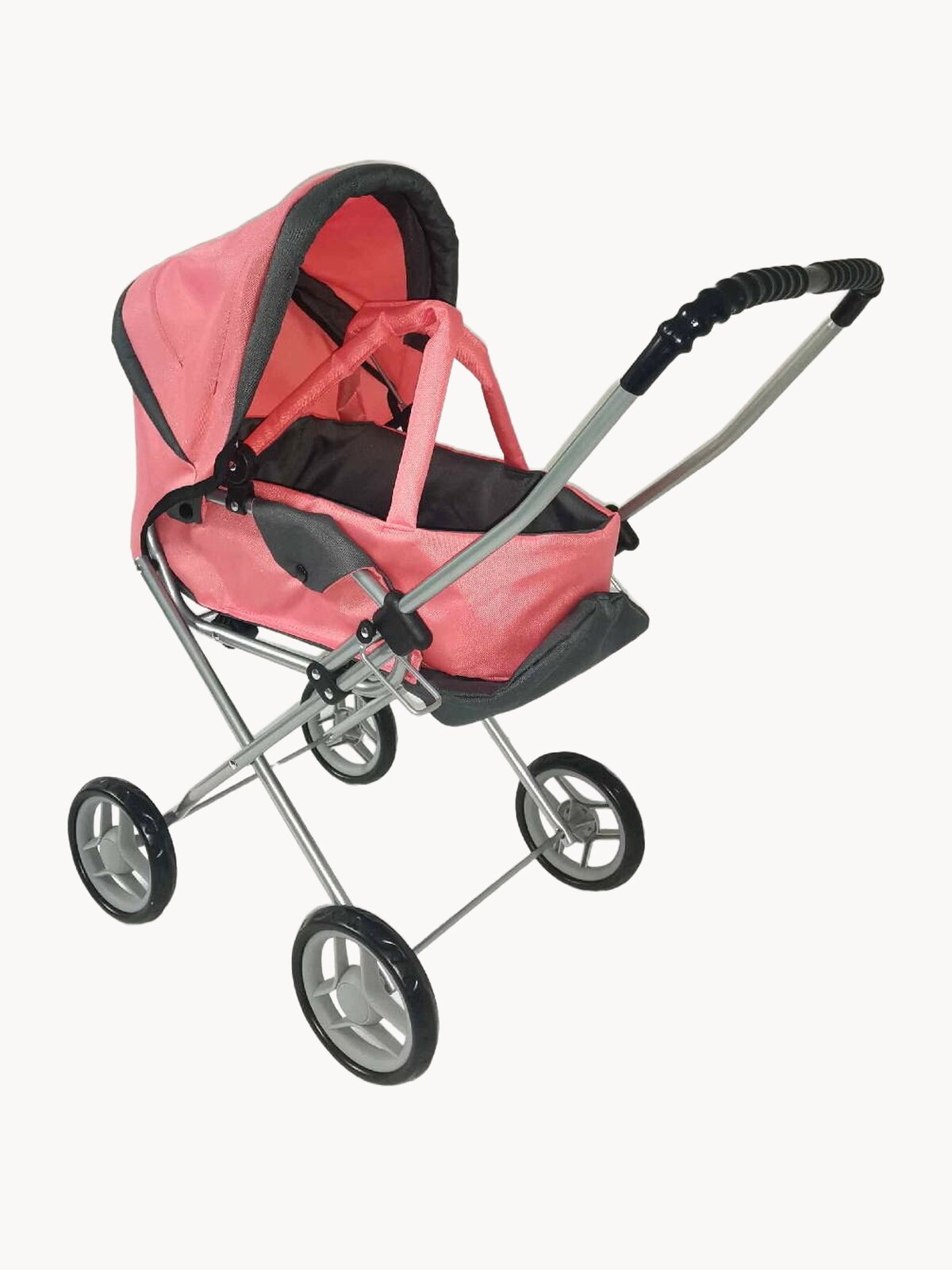 Коляска-люлька Melobo для кукол, розово-серая, с переноской, в пакете 9391/цвeт№4