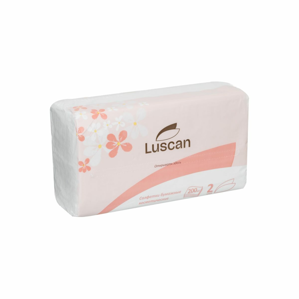 Салфетки косметические 2-слойные Luscan, 200 листов (2084473)