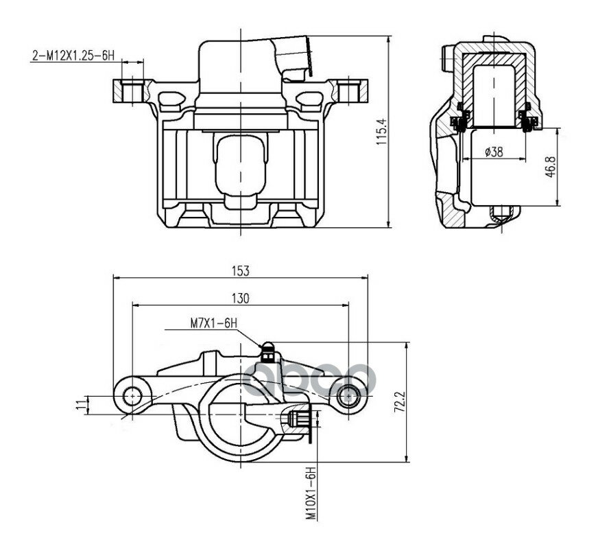 Суппорт тормозной задн. L MITSUBISHI Lancer VII 2000->/Outlander I 2001->/Airtrek I 2003-> (диск 10мм, поршень 38мм) S&K арт. .