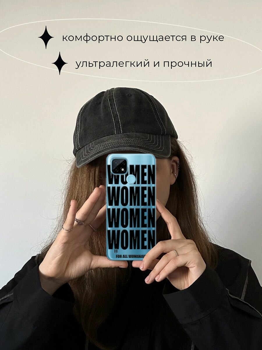Силиконовый чехол на Realme C21 / Реалми С21 с принтом Women black — фото 1