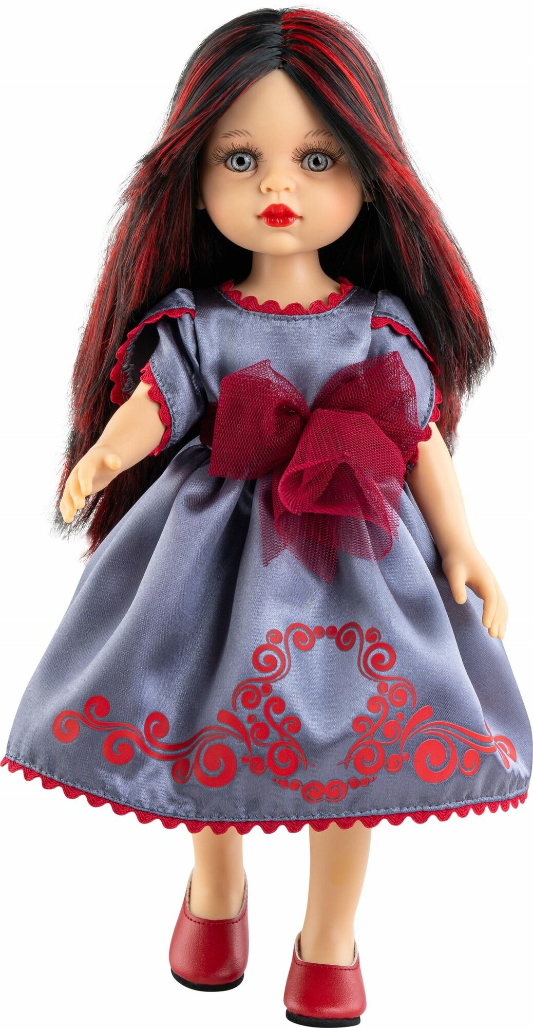 Кукла Paola Reina - Кукла Estibaliz/эстибализ 04532 в сером платье с красным бантом, 32 см - Паола Рейна 8431031045326