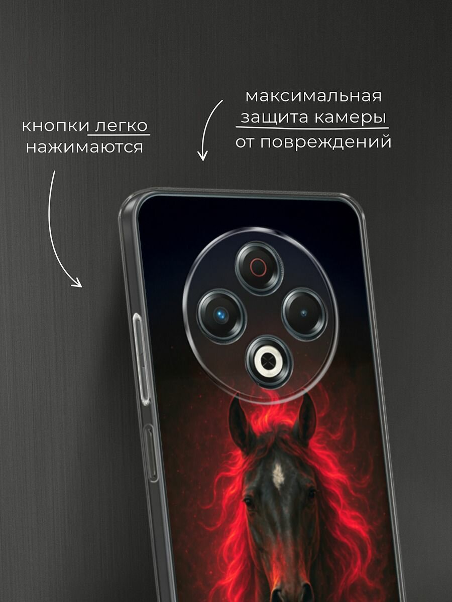 Чехол на Tecno Spark 30 / Текно Спарк 30 с принтом Конь и огненная грива — фото 1