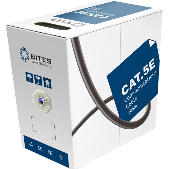 Кабель 5BITES FS5505-305A-BL F/UTP / SOLID / 5E / 24AWG / CCA / PVC / BLUE / 305M