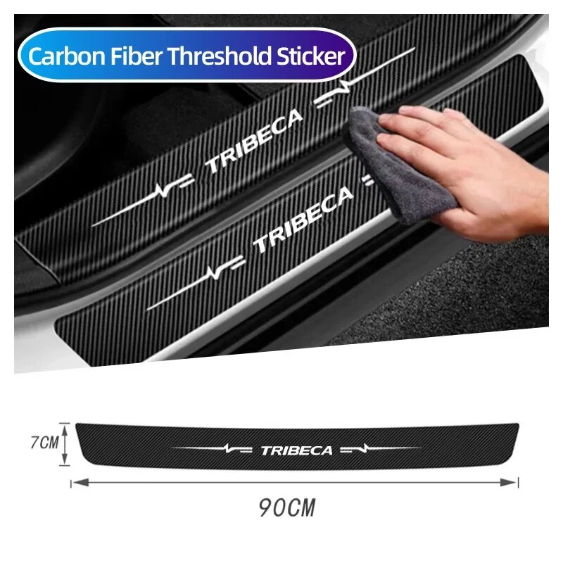 Для Subaru Tribeca логотип из углеродного волокна, наклейка на порог автомобиля, защита от Красный
