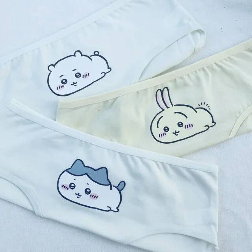 Милые трусики-стринги в стиле аниме с изображением Чиикавы Хачиваре Усаги. Женское нижнее белье, трусики для девочек, хлопковые трусики, милое белье, белые мягкие треугольные трусики.