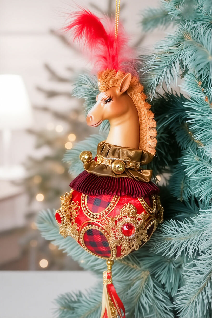 Ёлочная игрушка лошадка РЕД ШИК, полиэстер, 48 см, Winter Deco 5001164