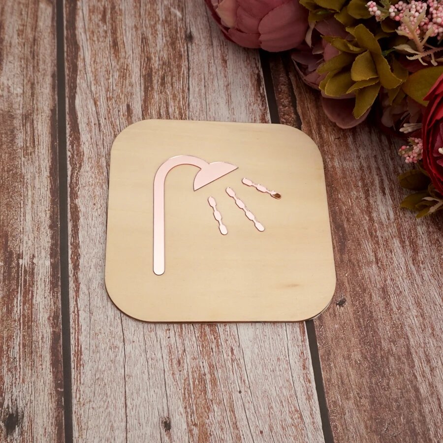 4 мм знак для ванной комнаты, деревянный знак для ванной комнаты, акриловый 3d черный, золотой, серебристый, розовое золото, зеркальная поверхность, наклейка, декор для двери душевой комнаты