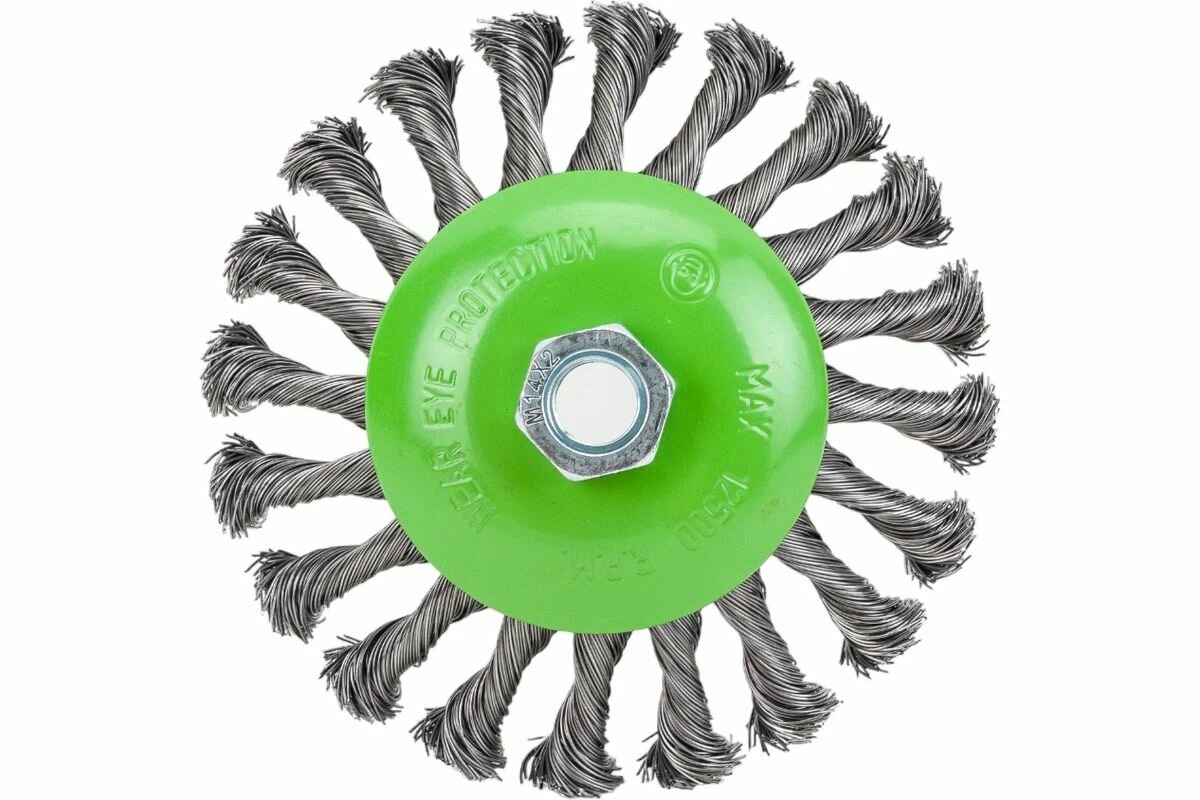 Щетка для УШМ, 125 мм, М14, "тарелка", крученая металлическая проволока // СИБРТЕХ