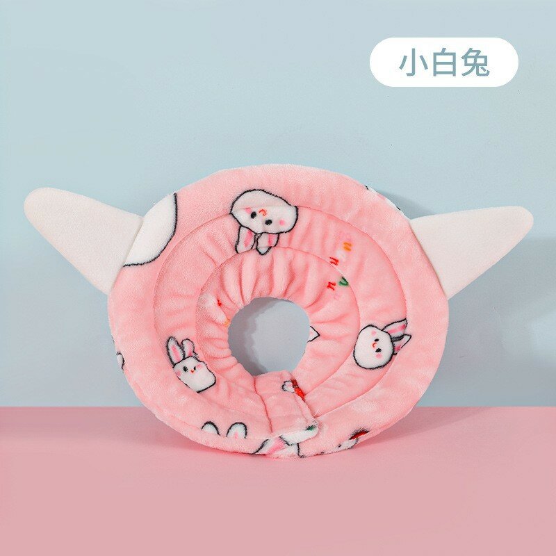 Паттерн Белого Кролика: Пет-Элизабетанский Ошейник для Кошек и Собак, Маленький Размер, Мягкая Гибкая Защита Шеи