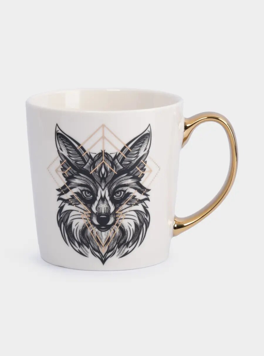 Кружка, 500 мл, фарфор N, бело-золотистая, Лис, Graphics
