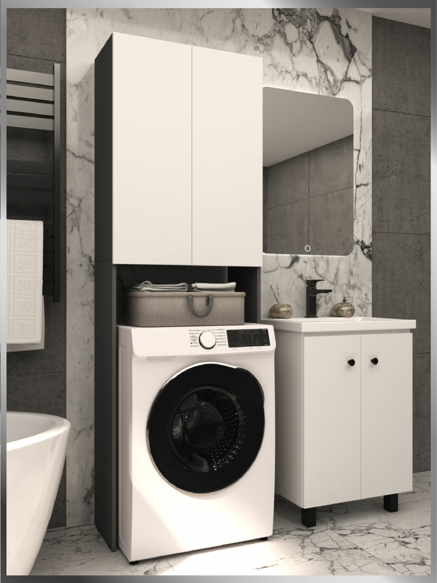 Шкаф над стиральной машиной Графит-Белый