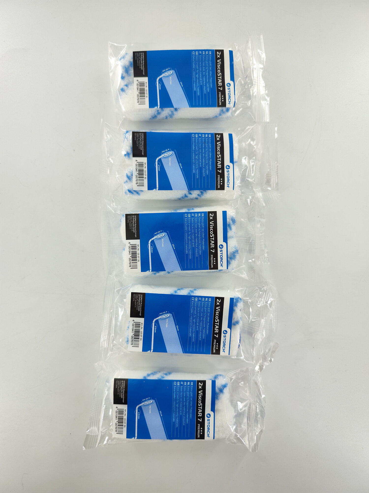 Набор из 10 мини-валиков из полиамида Storch Premium Visco Star 7 150731 ворс 7мм (100*16*6мм)