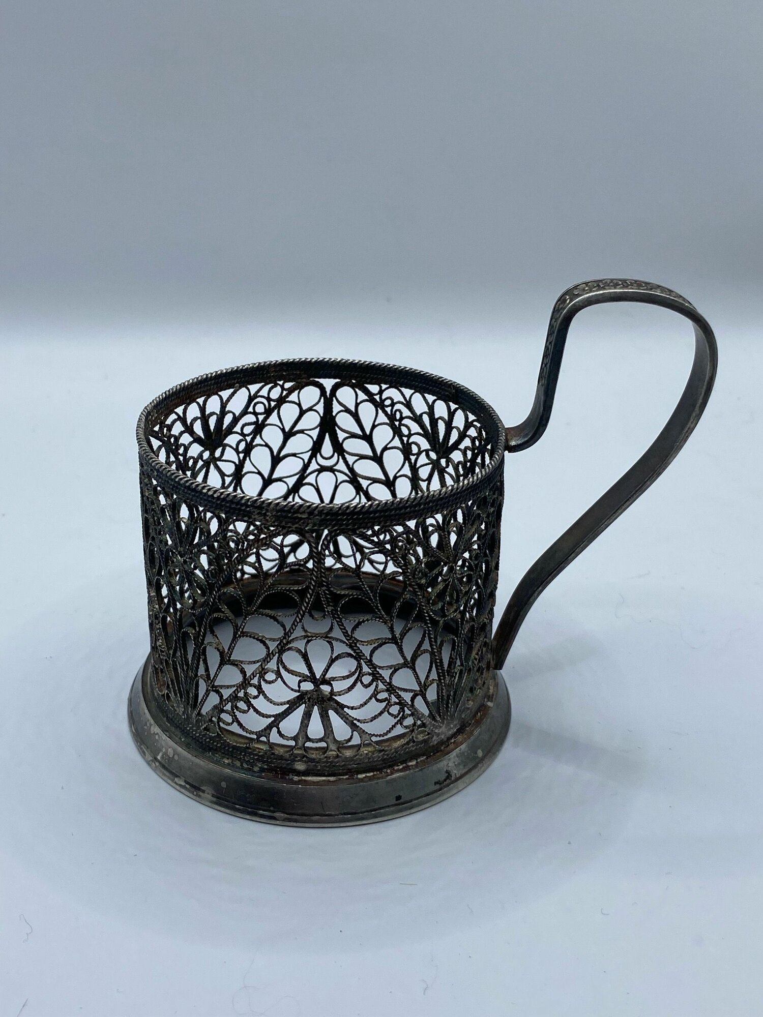 Подстаканник "Цветы" Скань. Мельхиор. СССР.