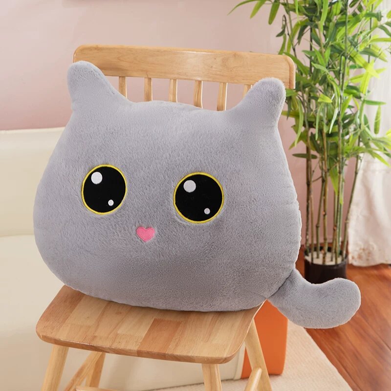 Мягкая игрушка-подушка в виде кота, милая черная кукла-голова кота, украшение для автомобиля, подушка для дивана,