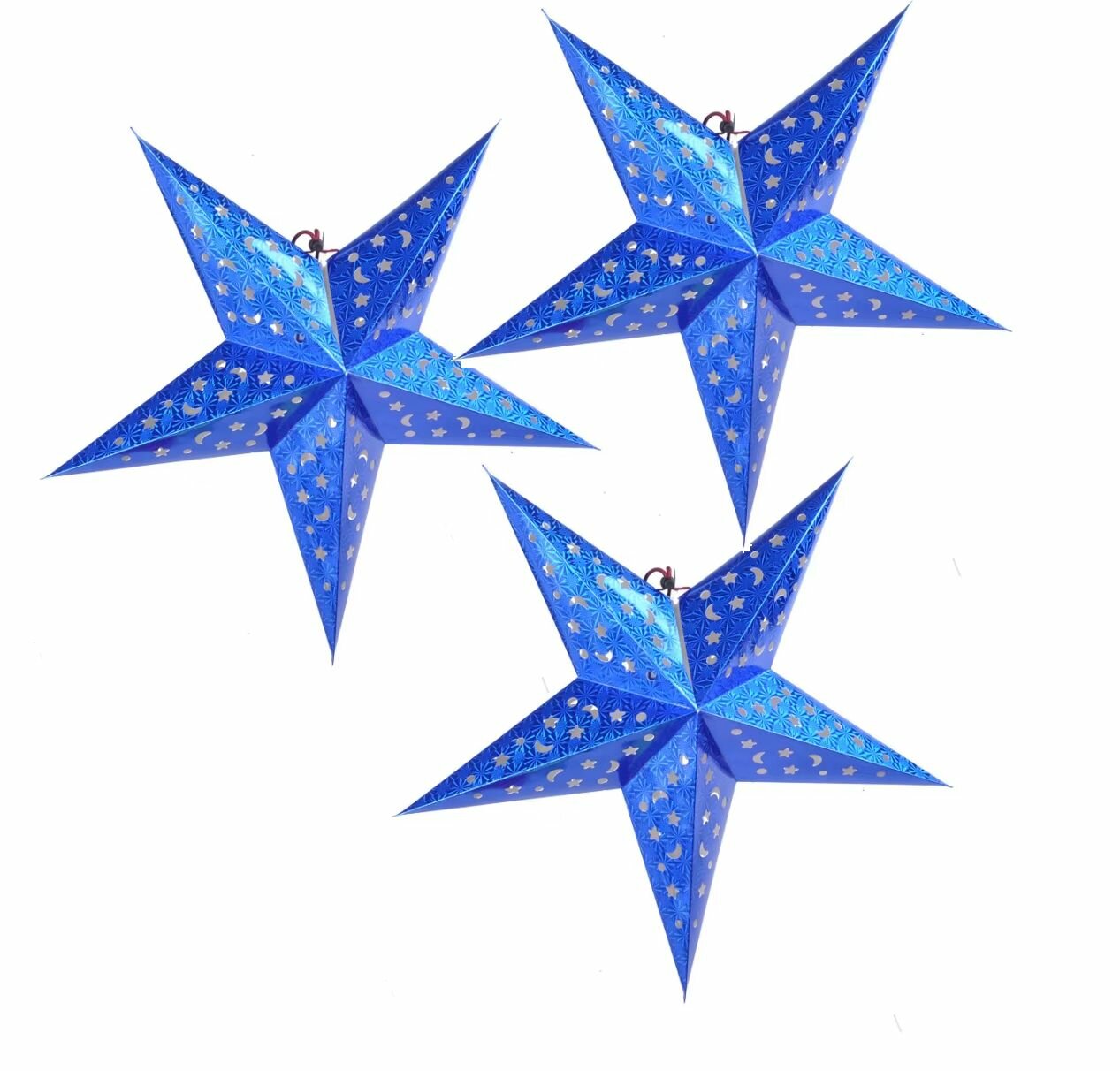 Три подвесных украшений синие малые