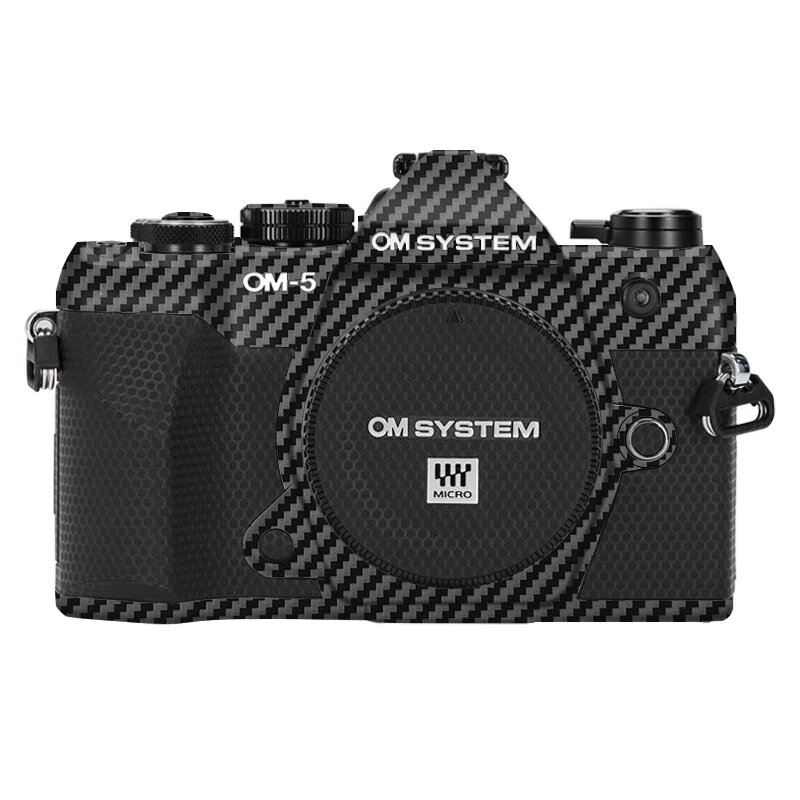 Защитная пленка для объектива камеры Olympus OM-5 Mark II с полным покрытием - Цвет Carbon Fiber Black