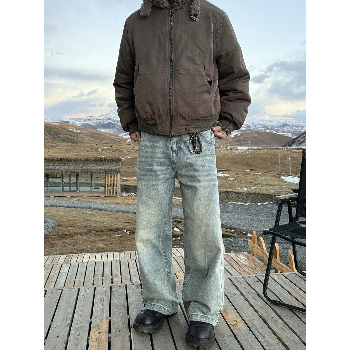 Тренд RONG CH Джинсы Мужские Винтажные С Усиками Синие Чистые Широкие Деним, Размер_2XL