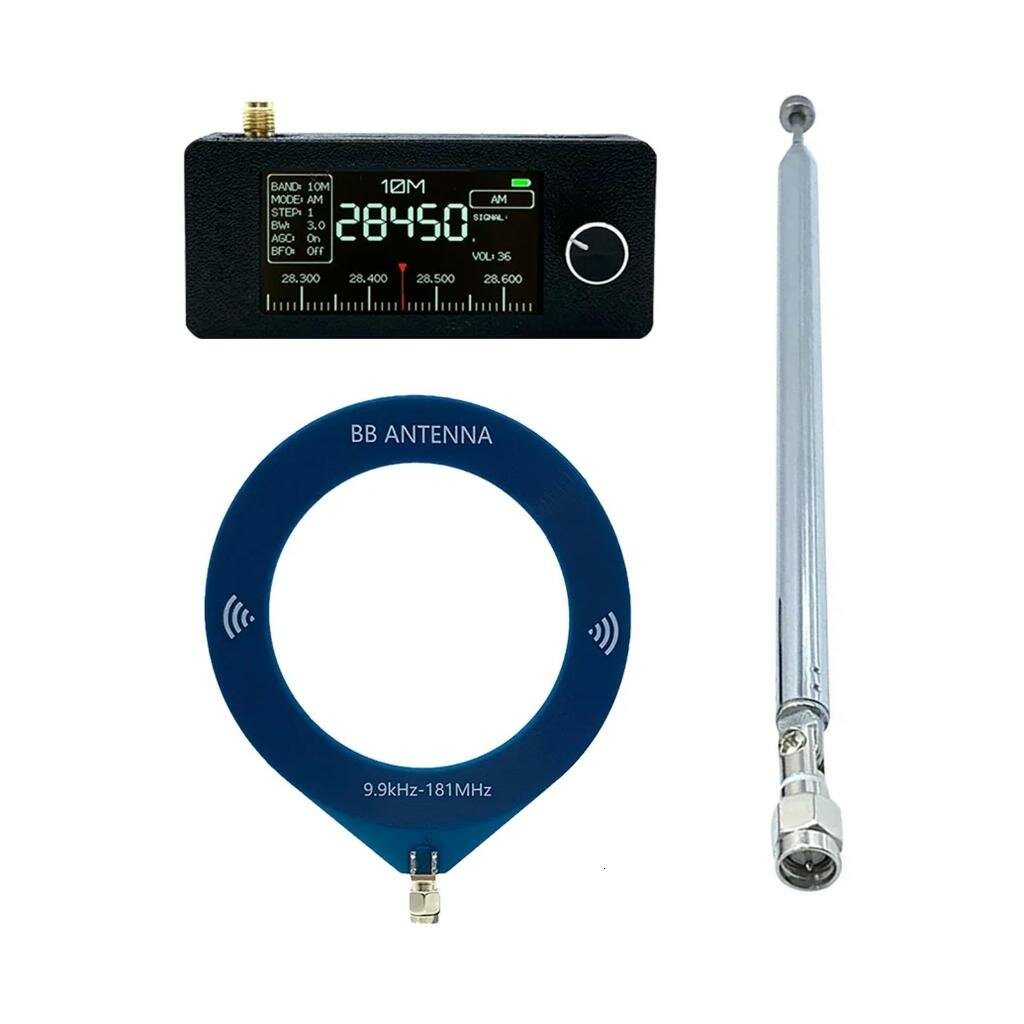 Радиотюнер SI4732 с дисплеем, 800 мА·ч, Черный